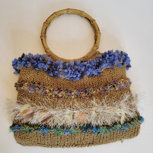 Bags | Cottage Core Vibes Knit Purse With Bamboo Handle | Poshmark